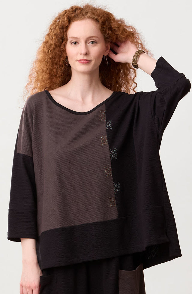 Nasima Boxy Tee | Oversized Cotton Knit Top – MarketPlace: Handwork of ...